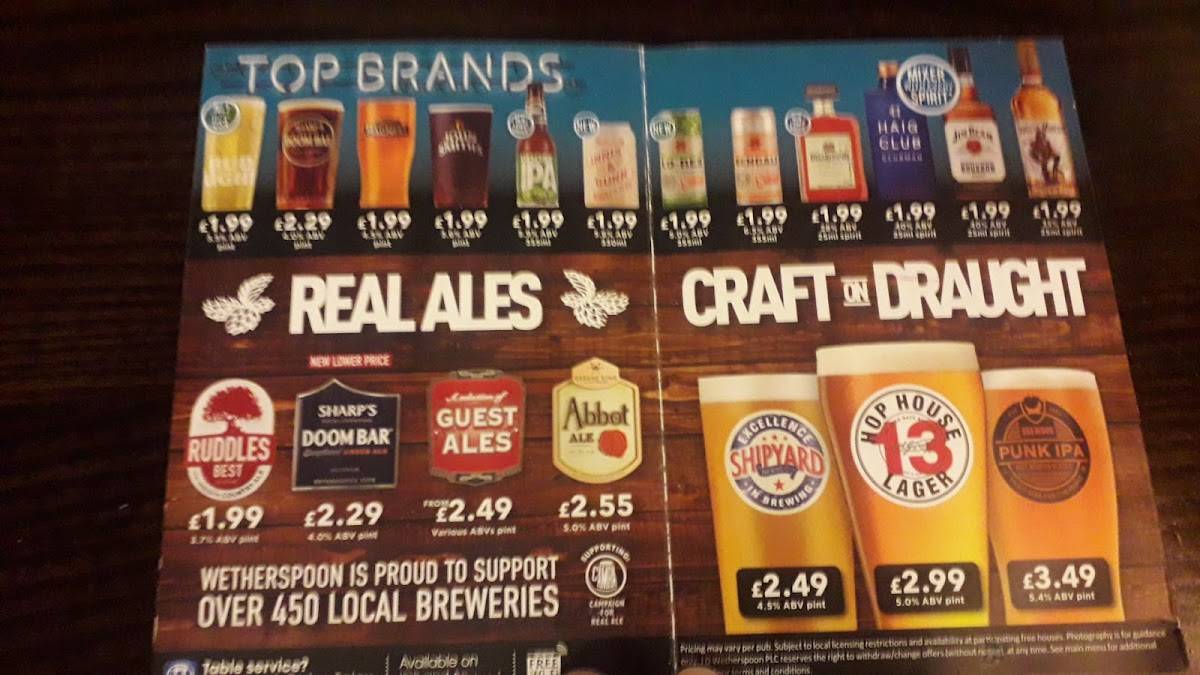 Menu at The Standing Order - JD Wetherspoon pub & bar, Derby Menu at The Standing Order - JD Wetherspoon pub & bar, Derby