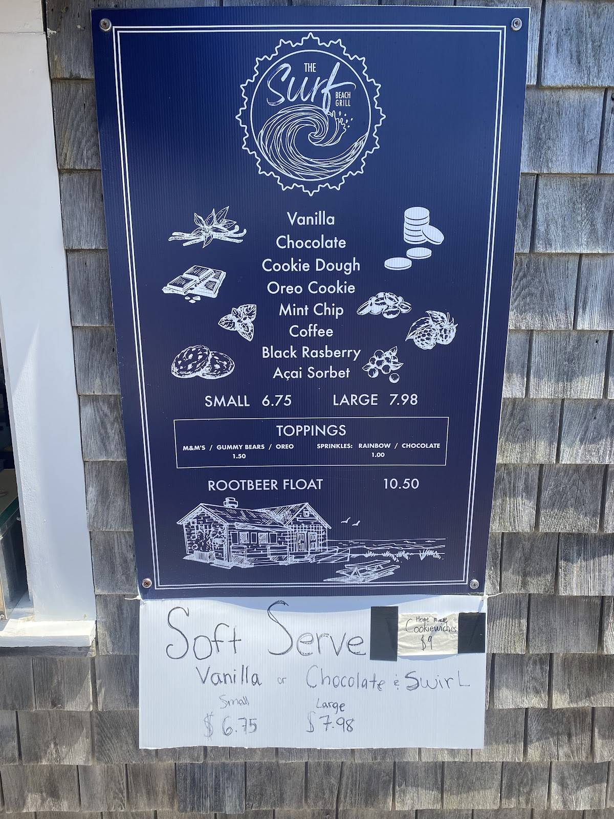 Menu at The Surf restaurant, Nantucket