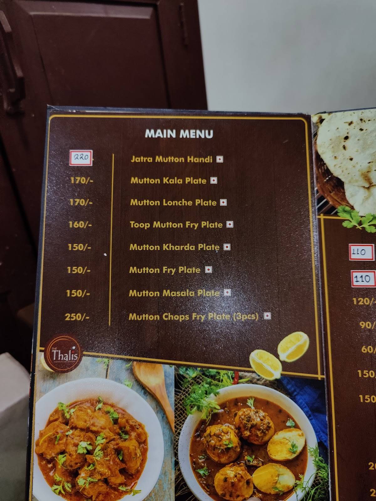 Menu at The Thalis Kolhapuri Thali Best Non veg thali in kolhapur, Kolhapur