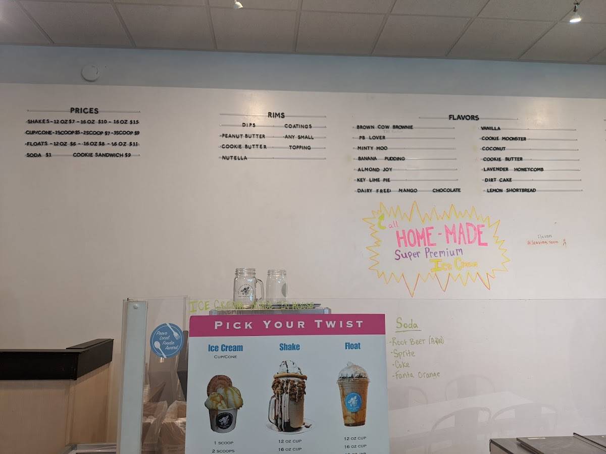 Menu at The Twisted Cow, Provo