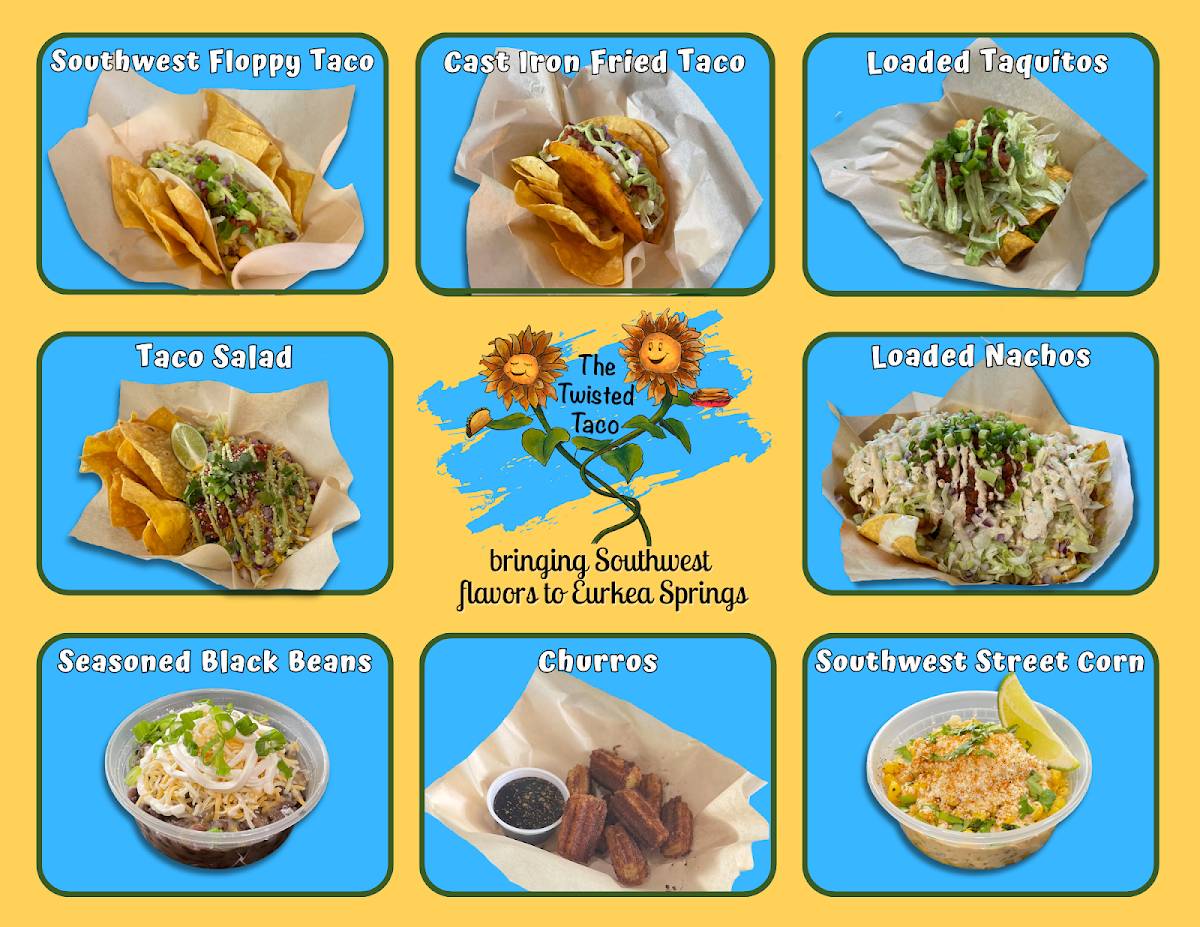 Menu at The Twisted Taco @ Gotahold Brewing restaurant, Eureka Springs