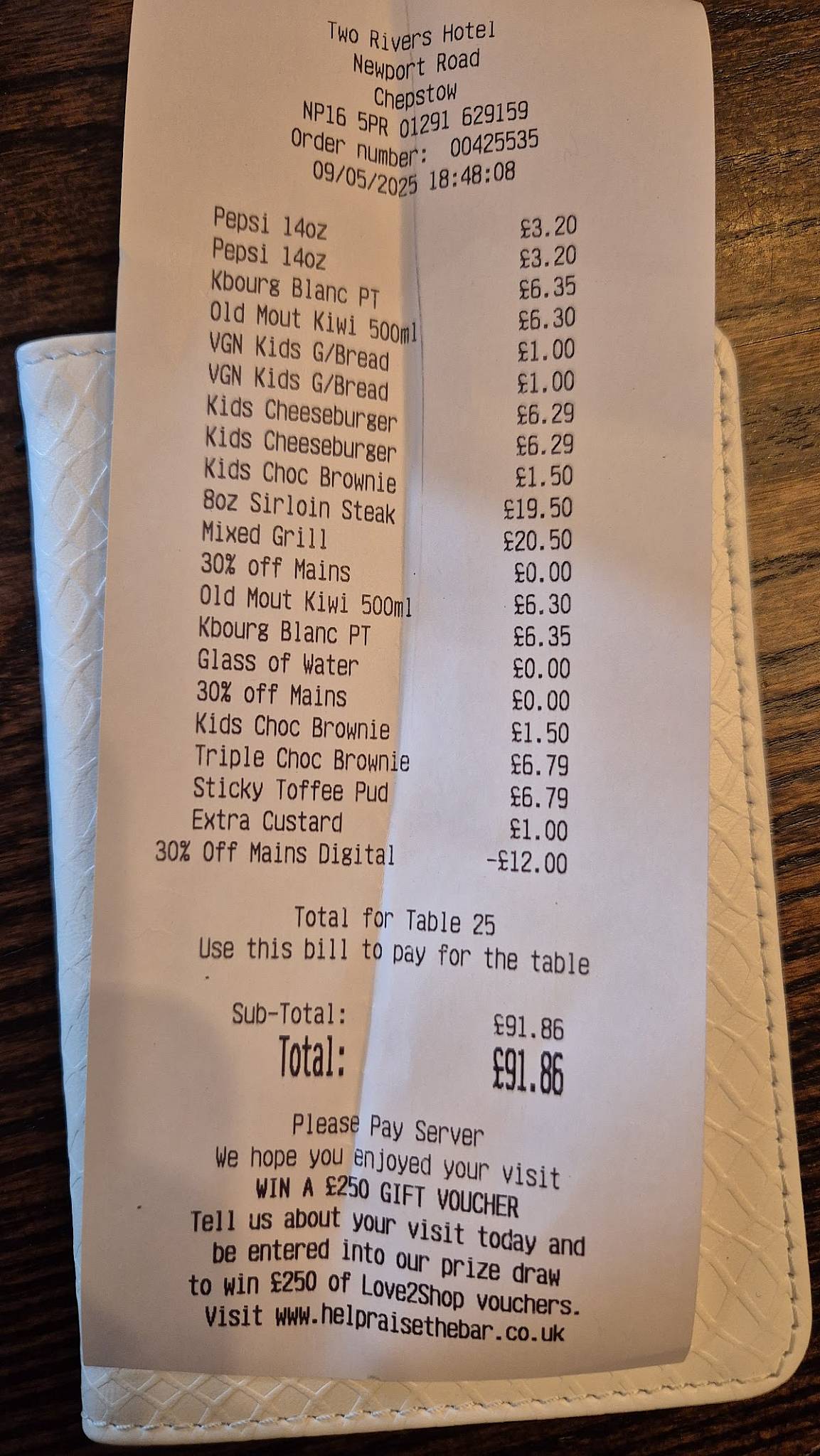 Menu at The Two Rivers at Chepstow pub & bar, Chepstow