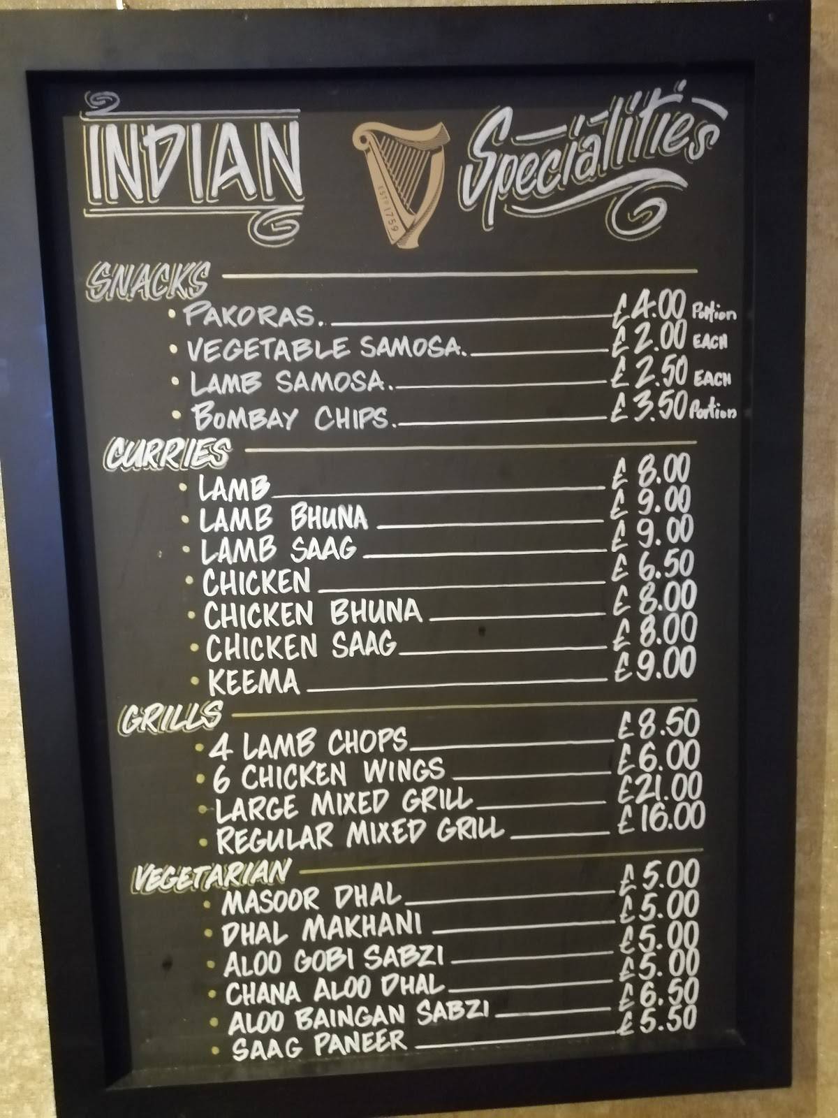 Menu at The Vine Inn Pub, Worcester