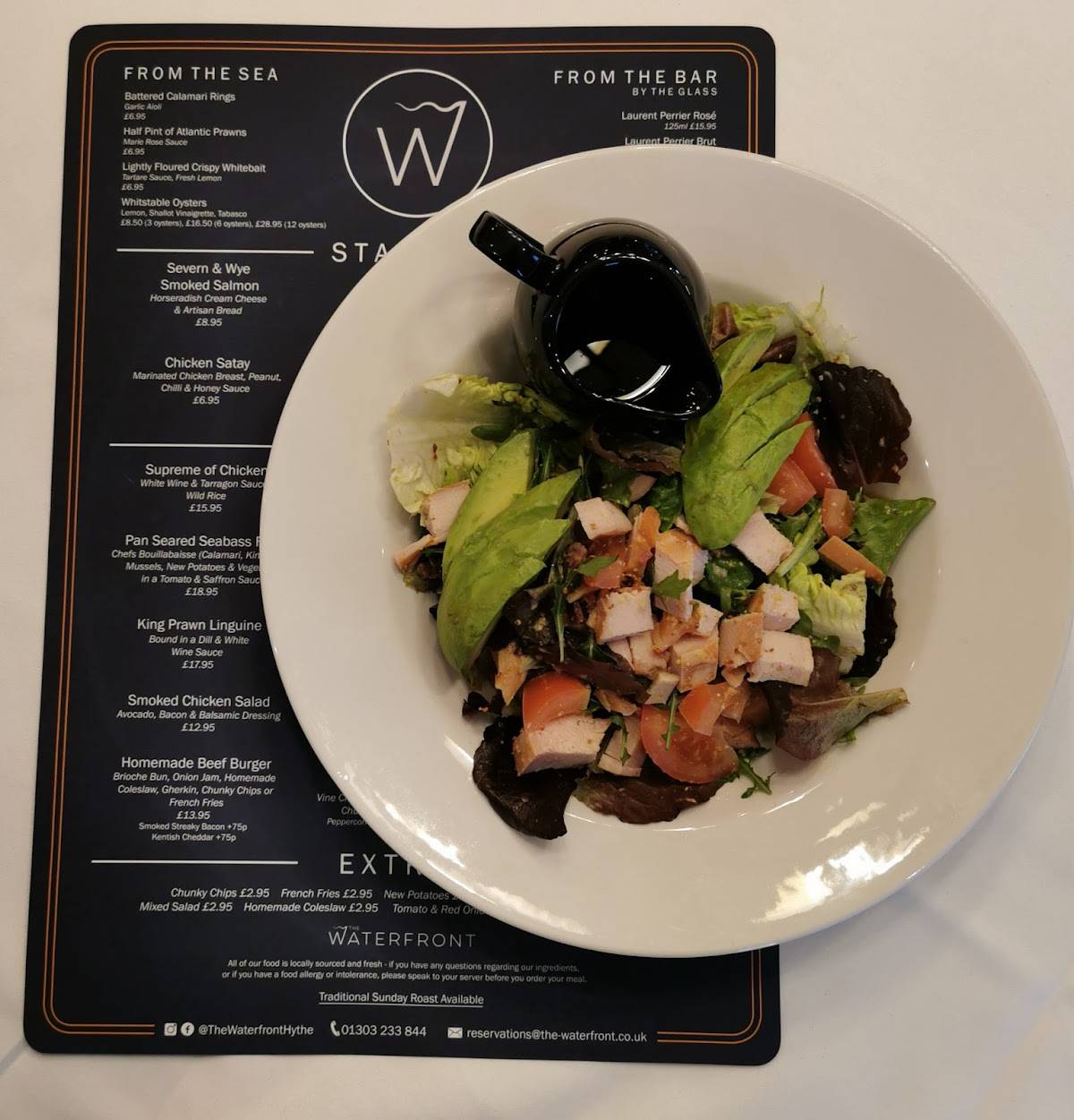 Menu at The Waterfront Hythe restaurant, Hythe