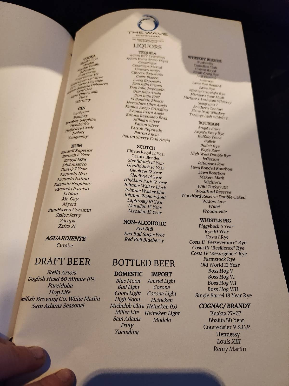 Menu at The Wave Kitchen & Bar, Vero Beach