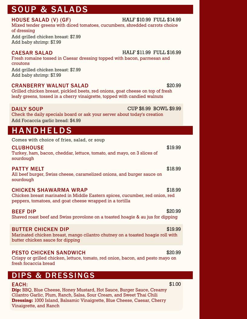 Menu at The Wellington Hotel Pub, Nanaimo, Victoria Ave