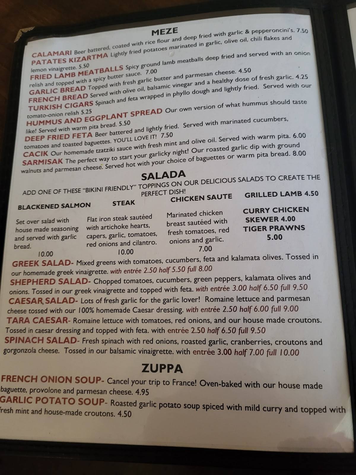 Menu at The White House Grill restaurant, Post Falls