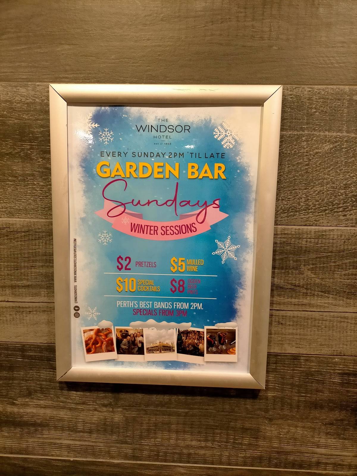 Menu at The Windsor Hotel restaurant, South Perth