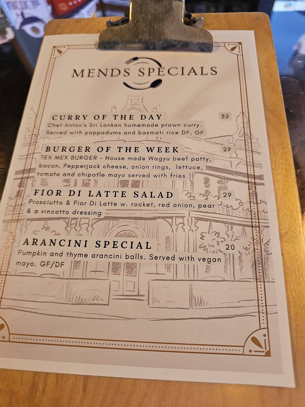 Menu at The Windsor Hotel restaurant, South Perth