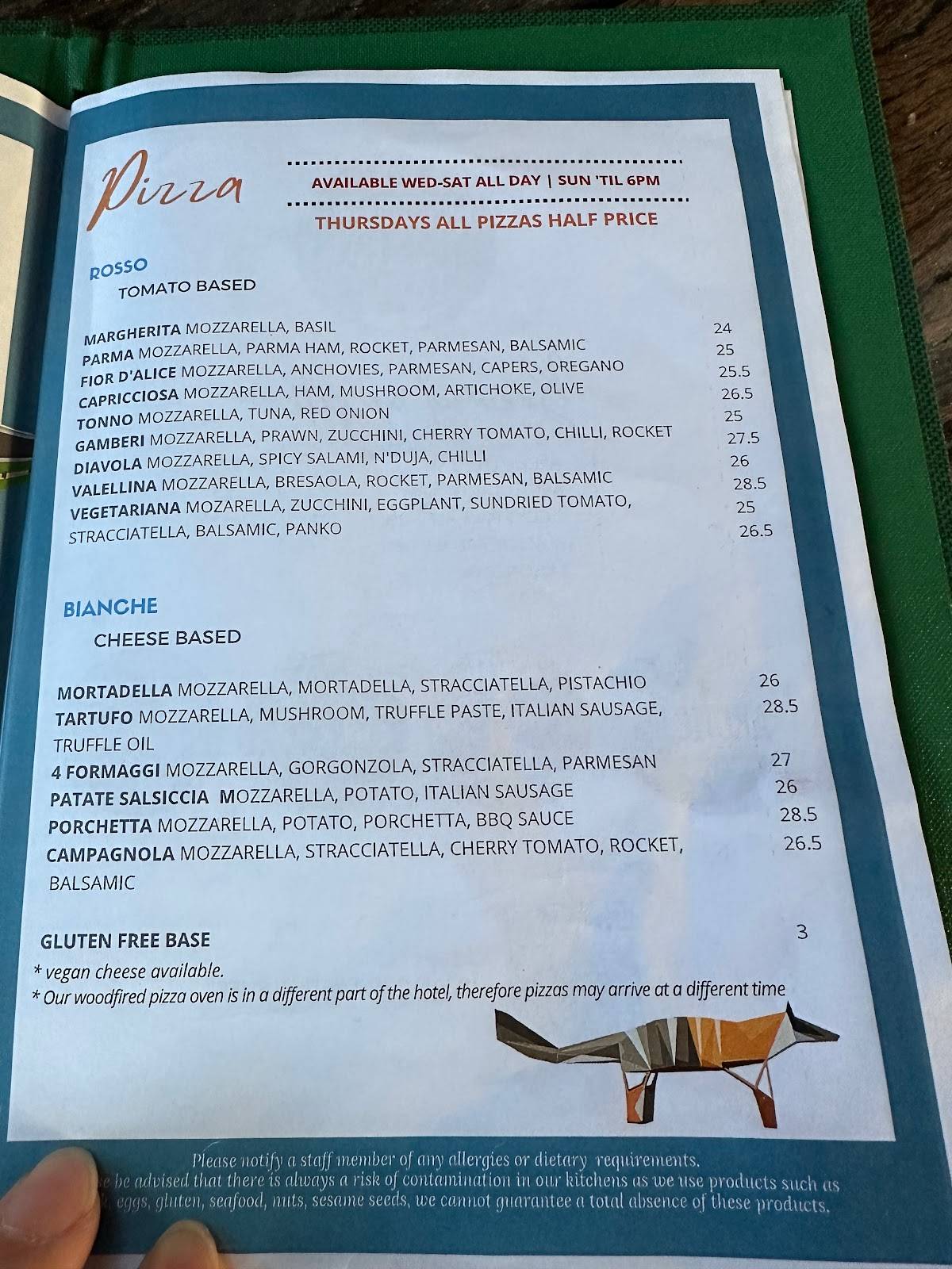 Menu at The Windsor Hotel restaurant, South Perth