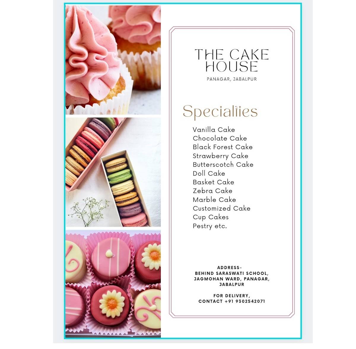 Menu at The cake house, India, Gayatri colony