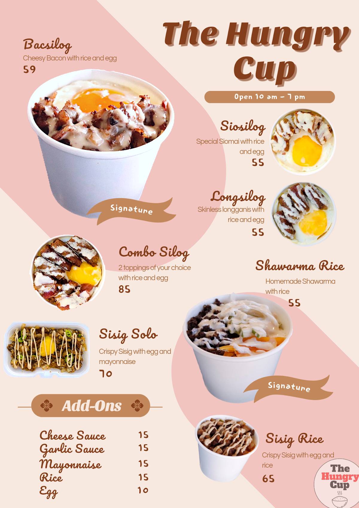 Carta del restaurante The hungry cup calumpit, Calumpit