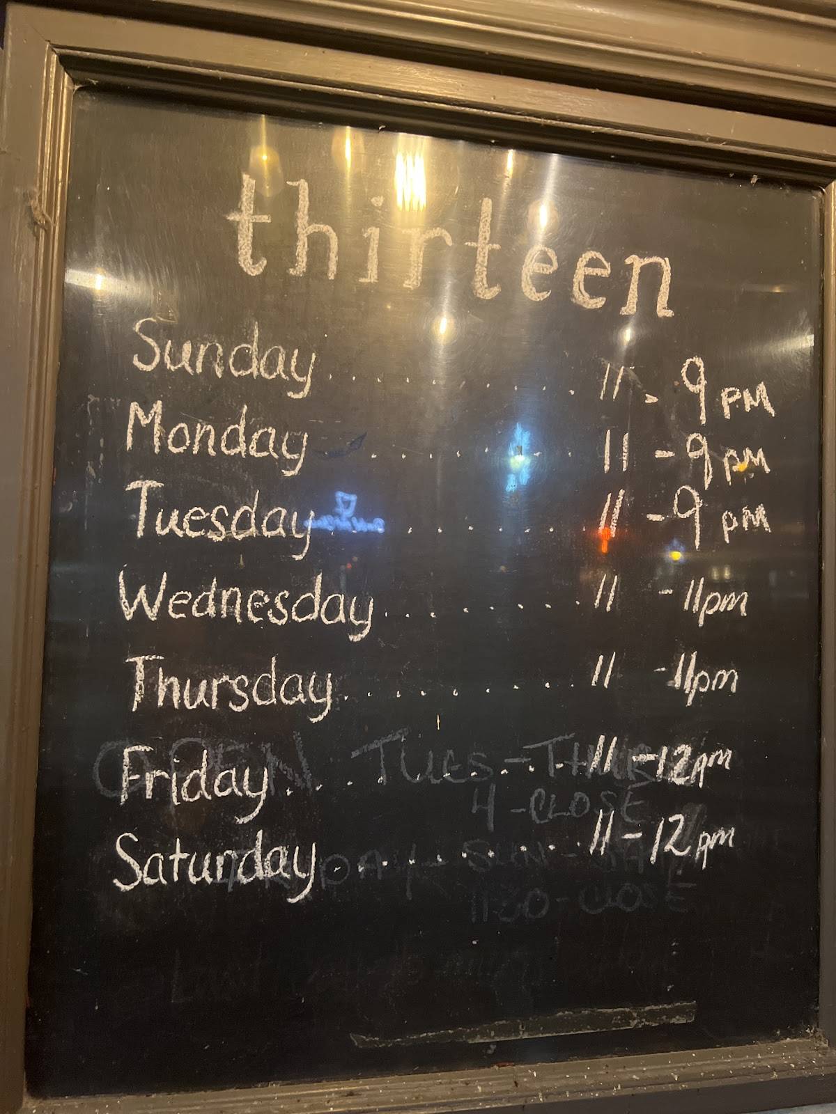 Menu at Thirteen Food & Beverage pub & bar, Cambridge