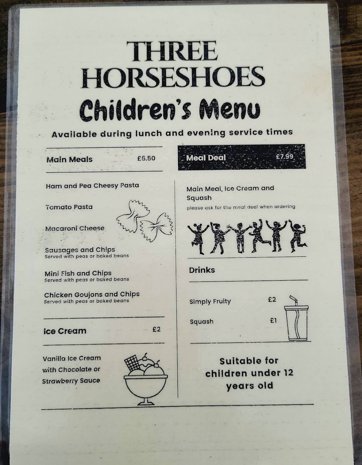 Menu at Three Horseshoes Pub, Goulceby, Shoe Ln