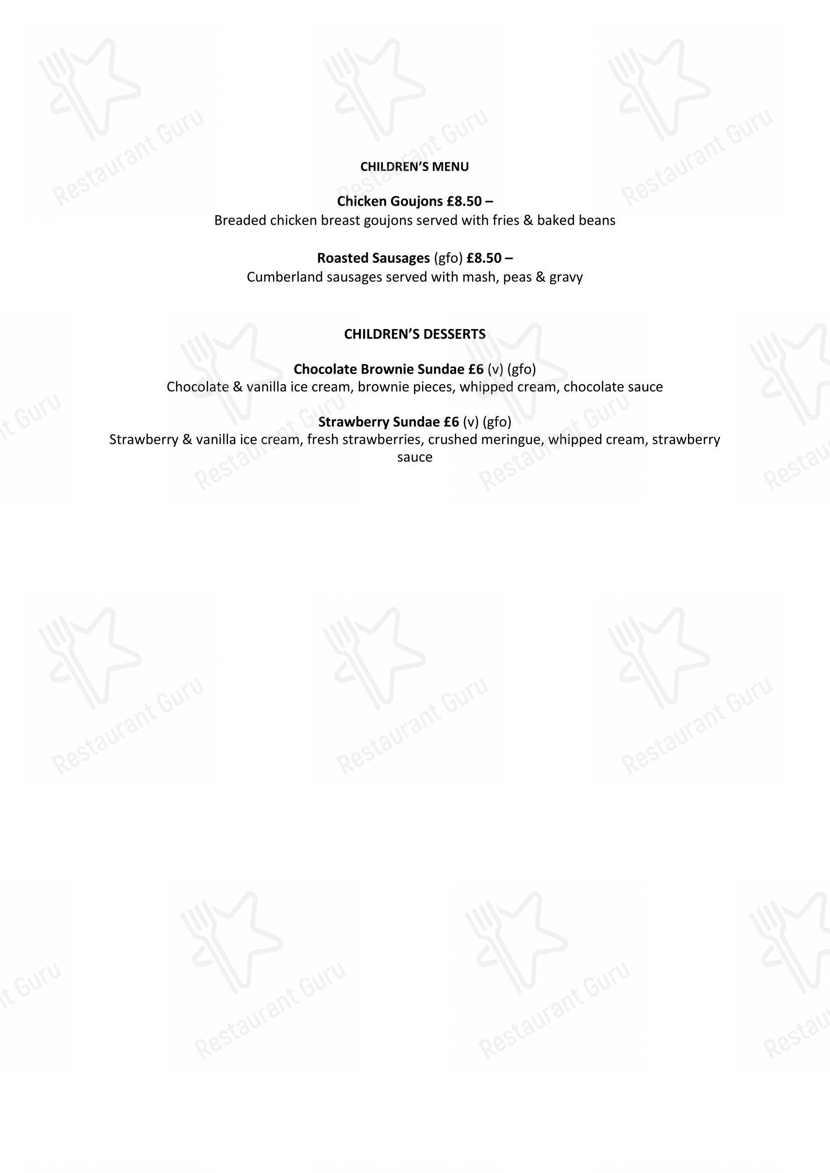 Menu at Three Lakes restaurant, Ware
