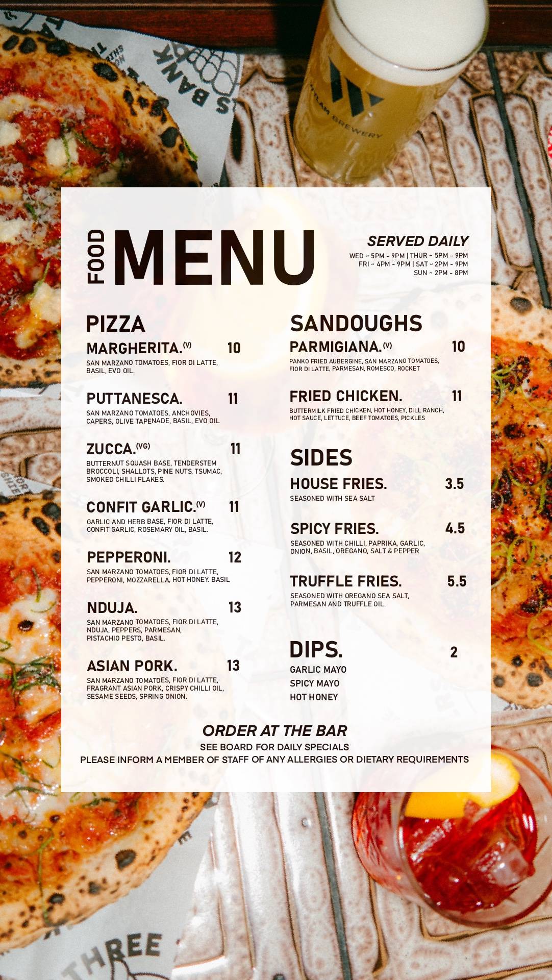 Menu at Three Tanners Bank restaurant, North Shields