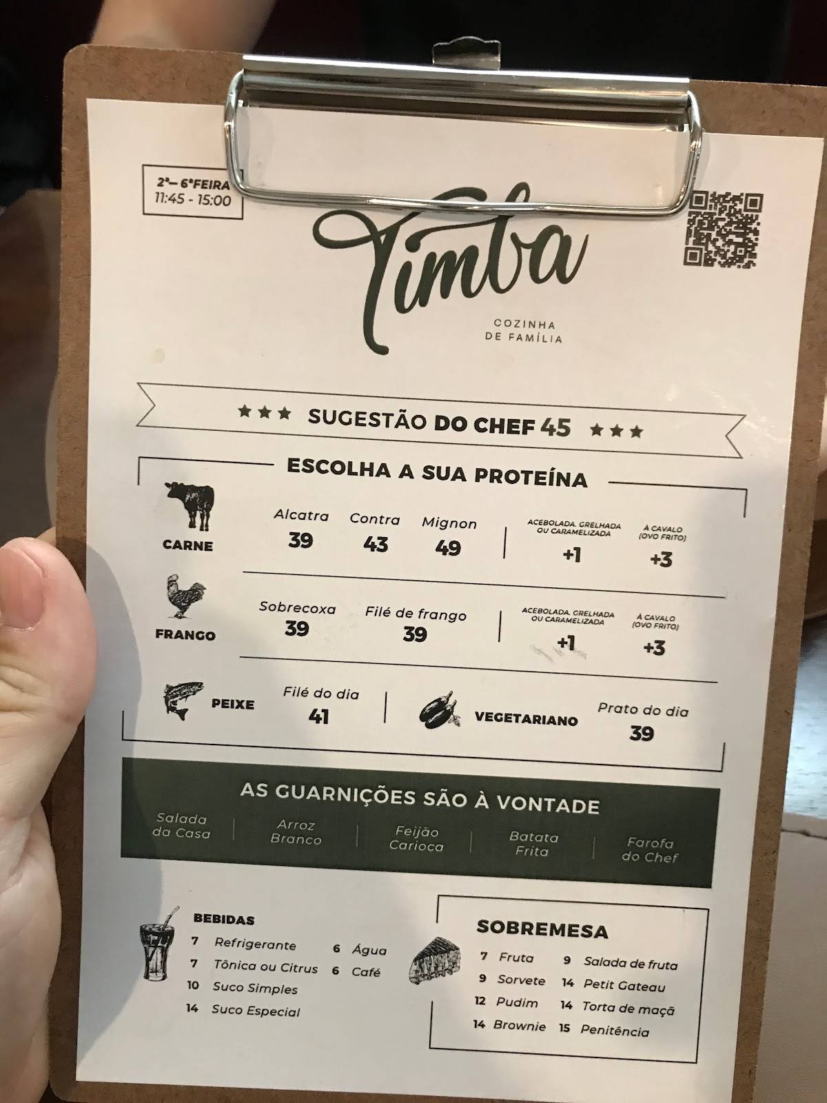 Menu em Timba Cozinha de Familia restaurante, São Paulo, R. Joerg Bruder
