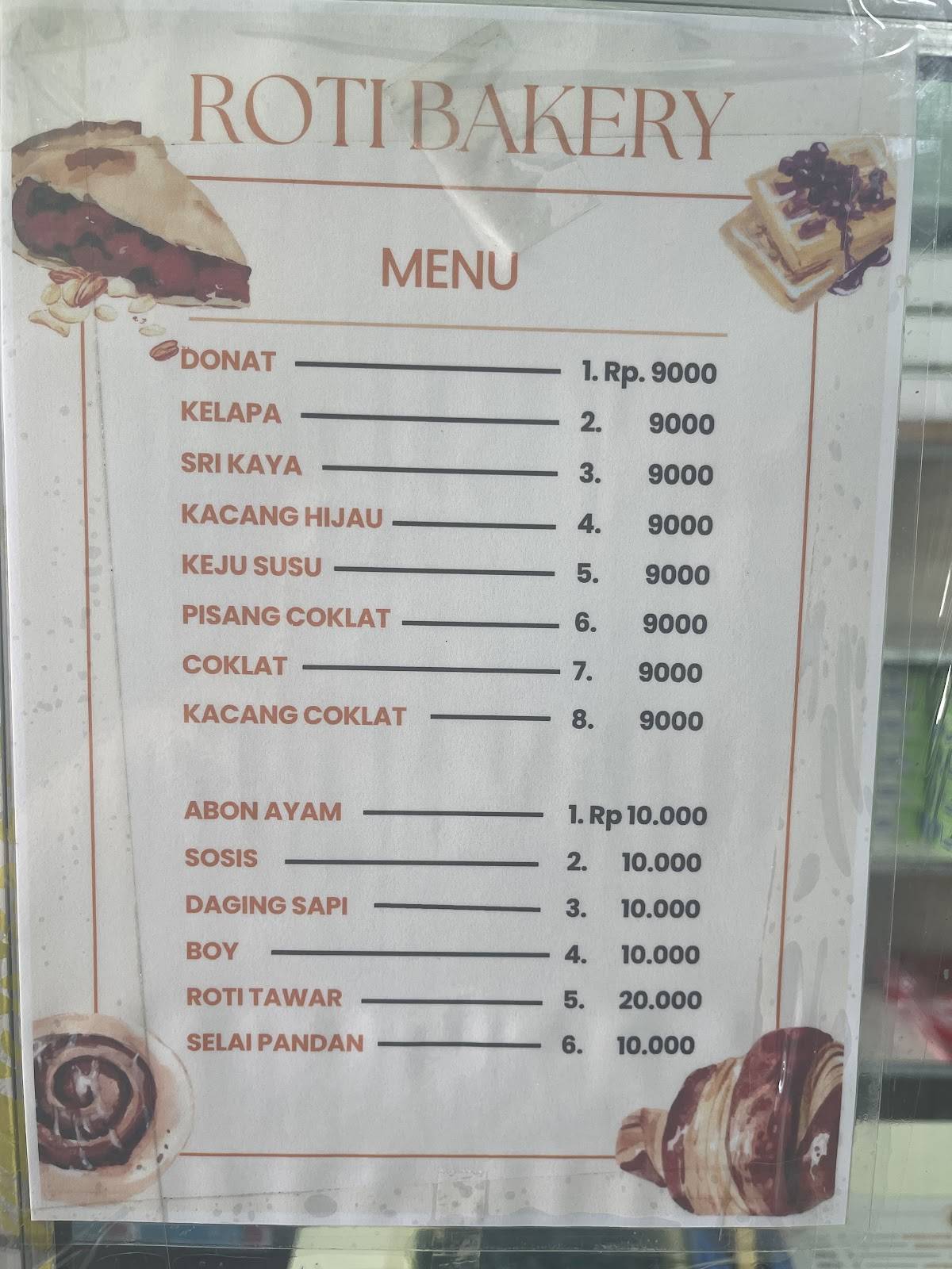 Carta del restaurante Toko Roti Imbin, Sungai Penuh
