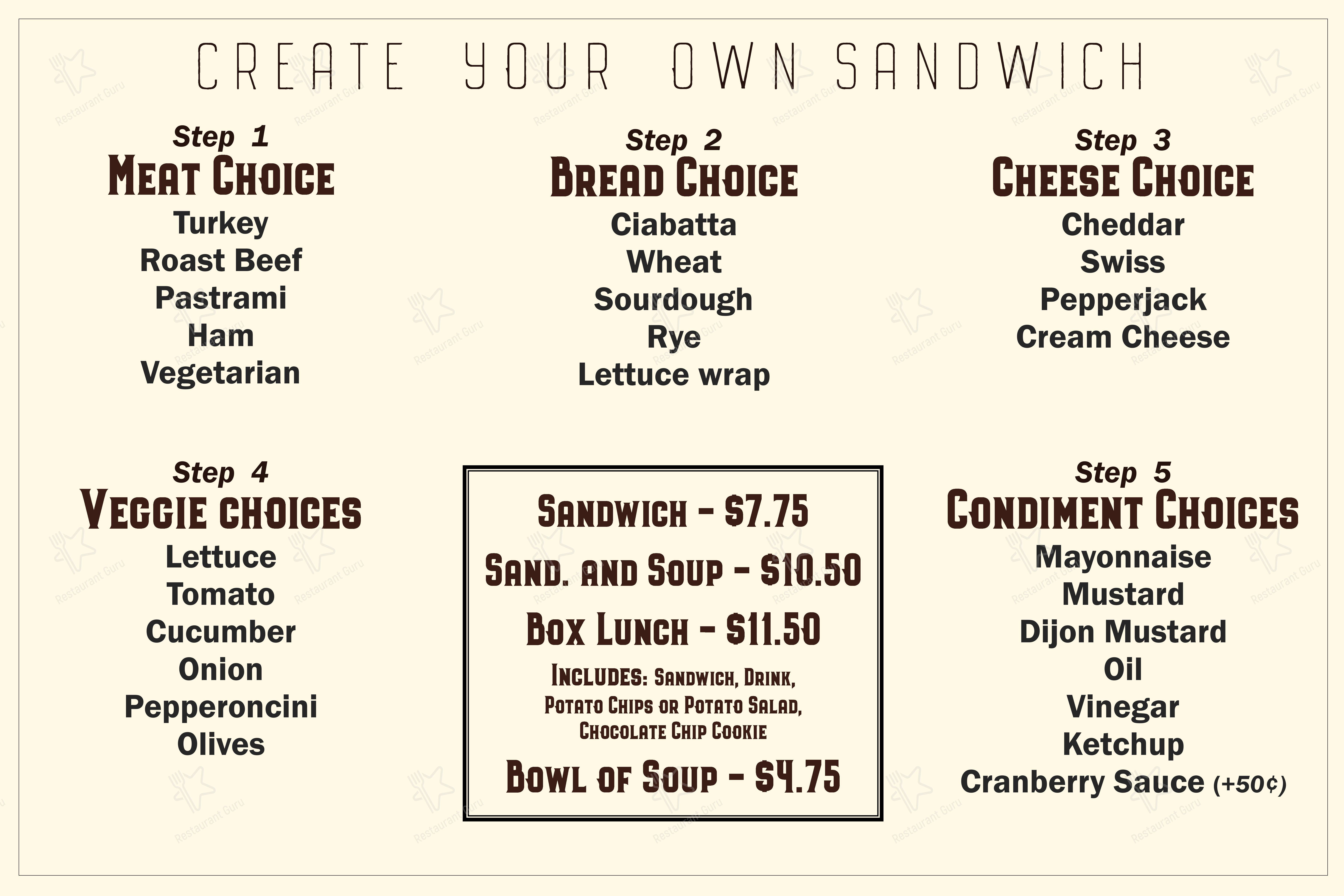 Menu at Tollgate Inn Bakery, Sandy, US-26