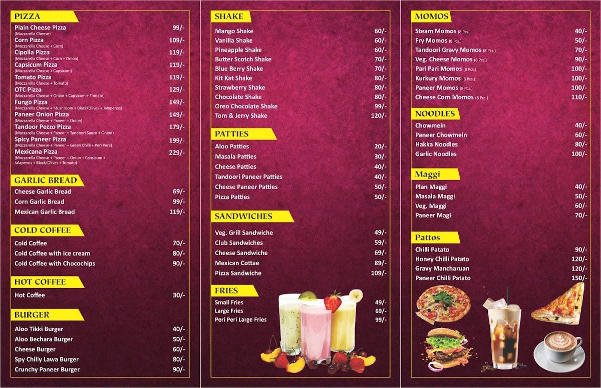 Menu at Tom & Jerry, Hindaun