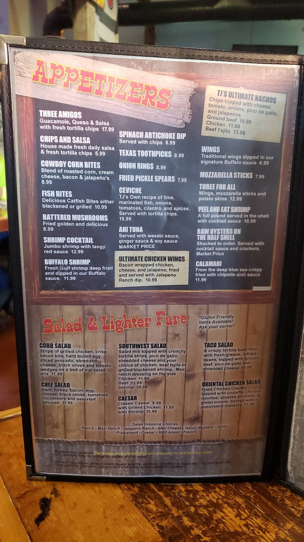 Menu at Tom and Jerry's, Bar & Grill, South Padre Island