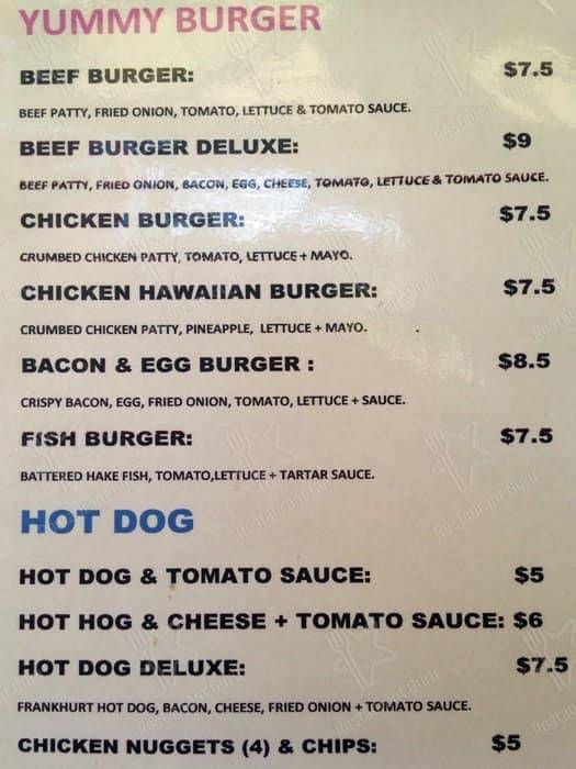 Menu at Tomato Lake Cafe, Kewdale