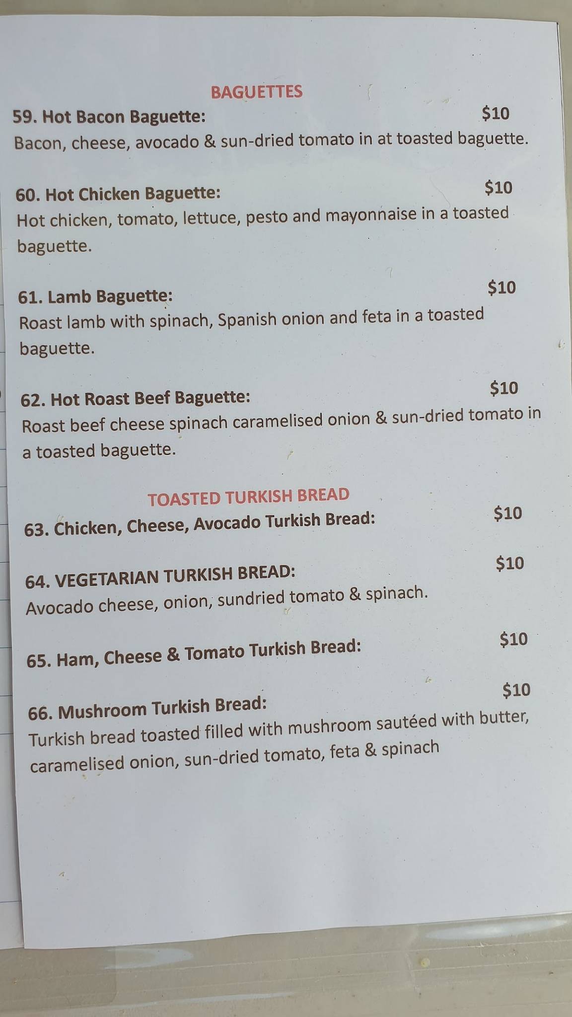 Menu at Tomato Lake Cafe, Kewdale