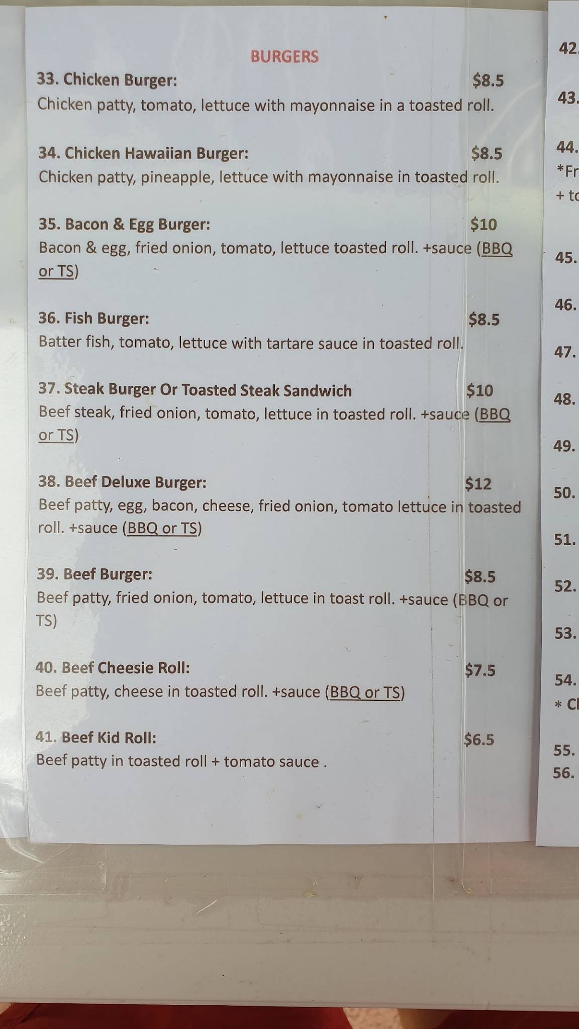 Menu at Tomato Lake Cafe, Kewdale