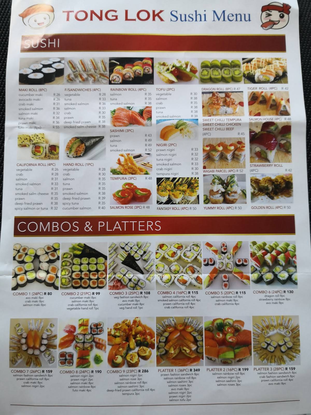 Menu at Tong Lok restaurant, New Redruth, Alberton Crossing