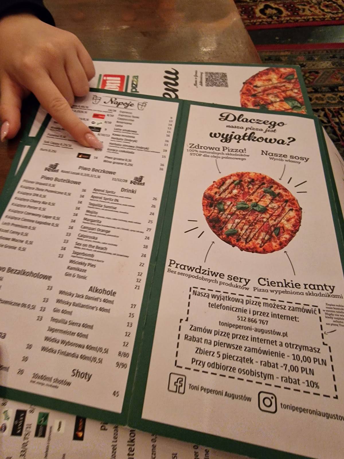 Carta del restaurante Toni Pepperoni, Augustow