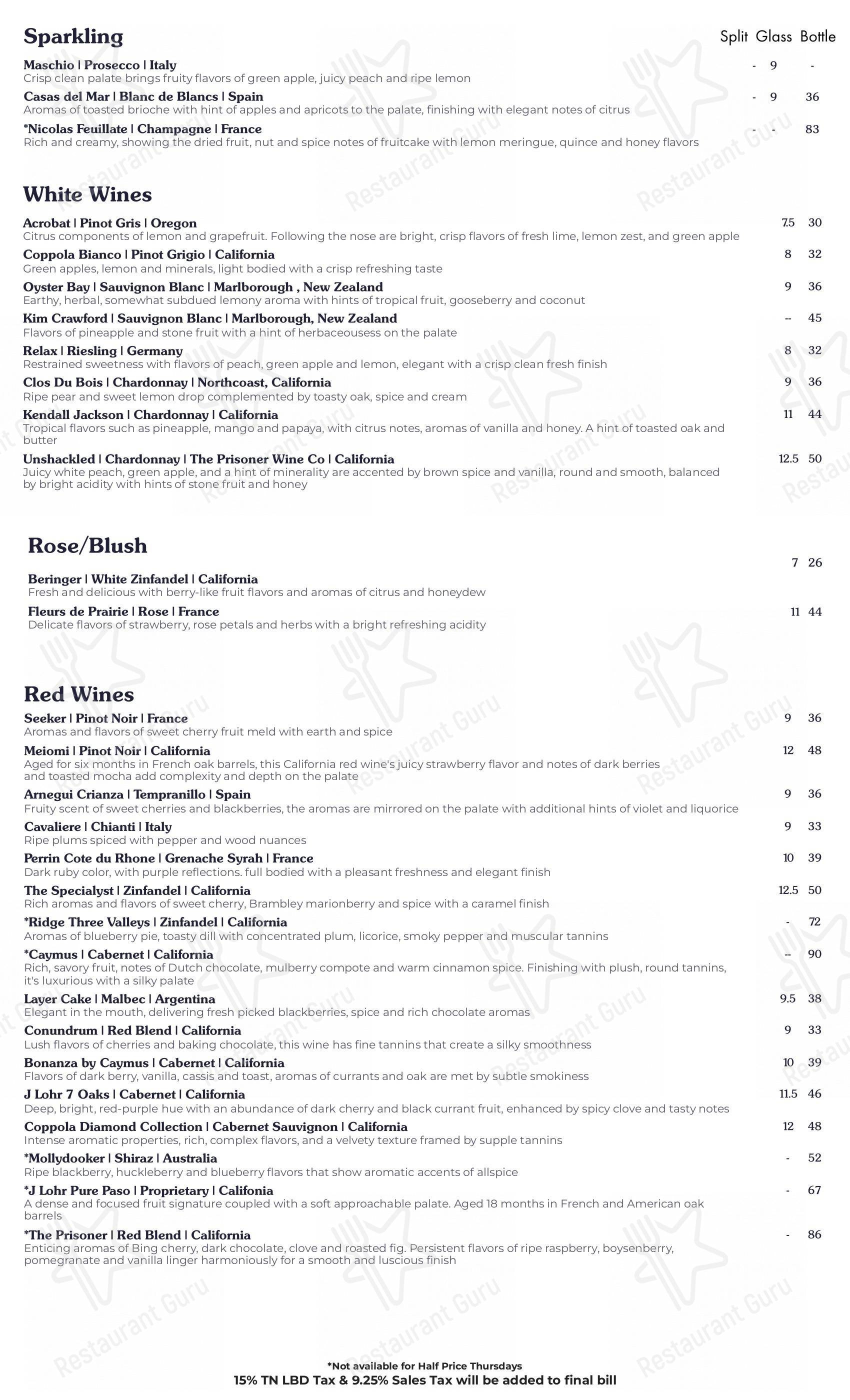 Menu at Toqua Bar & Grill, Loudon, 200 Toqua Club Way #2334