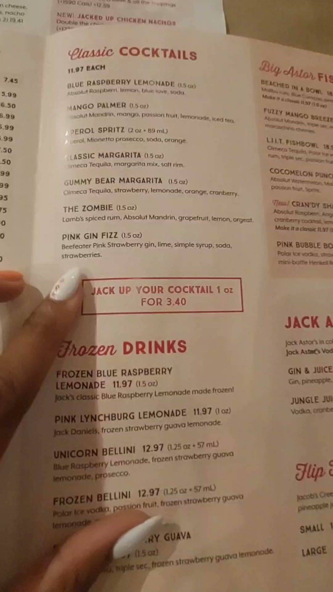 Menu at Jack Astor's Bar & Grill Yonge & Bloor, Toronto, 2 Bloor St E