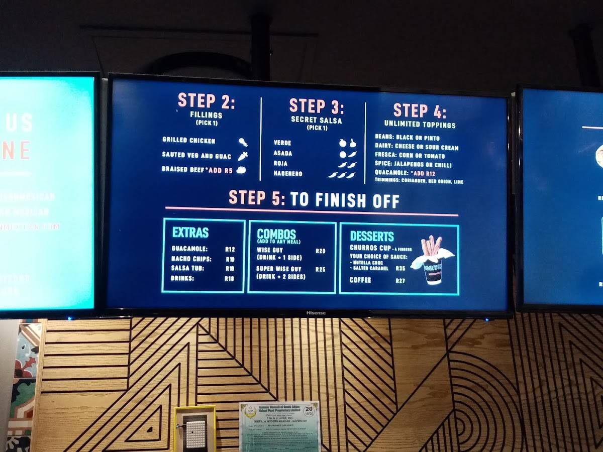 Menu at Tortilla Modern Mexican - Cavendish Square restaurant, Cape Town