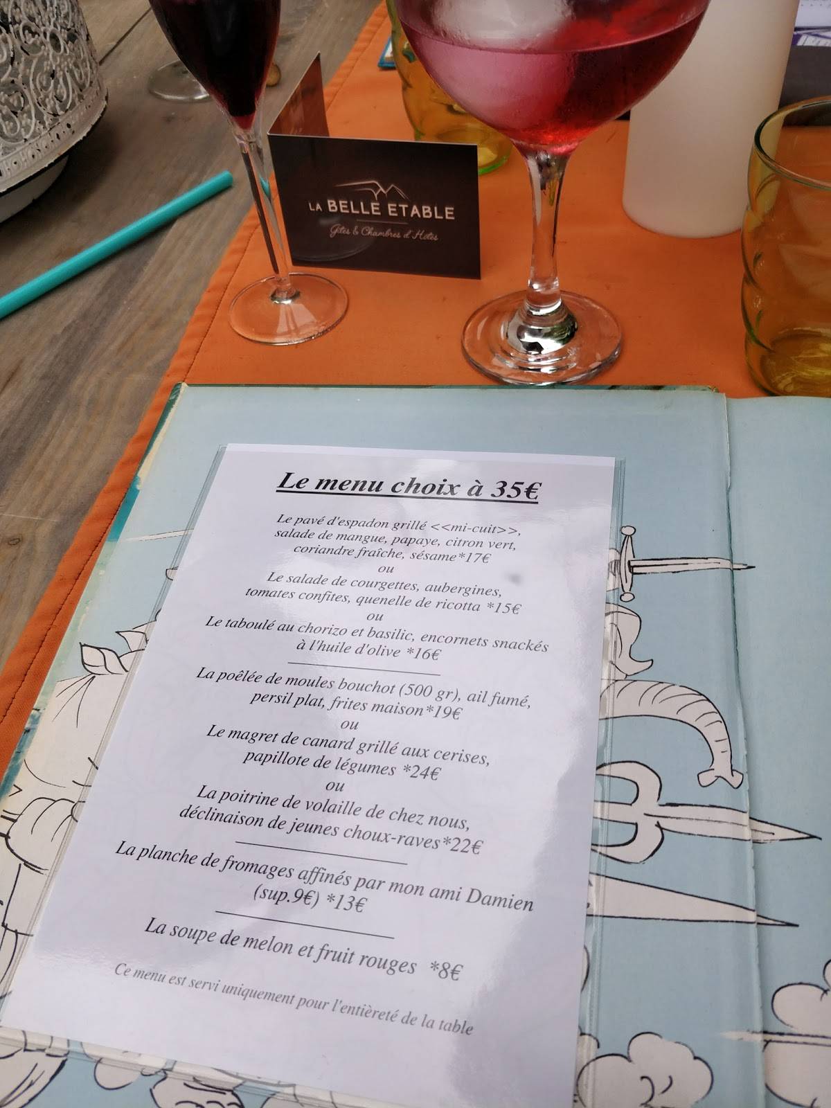 Menu au Tout Simplement, Dinant