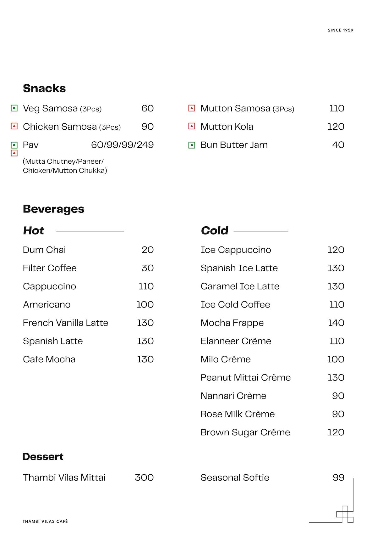 Menu at Thambivilas Cafe Porur, Chennai