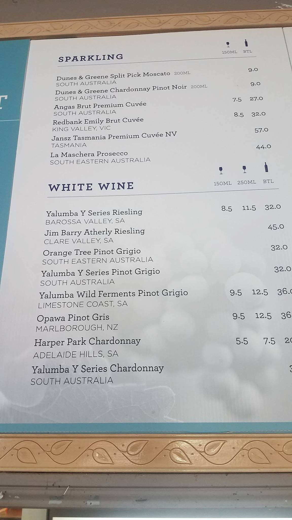 Menu at Seaview Hotel pub & bar, Townsville