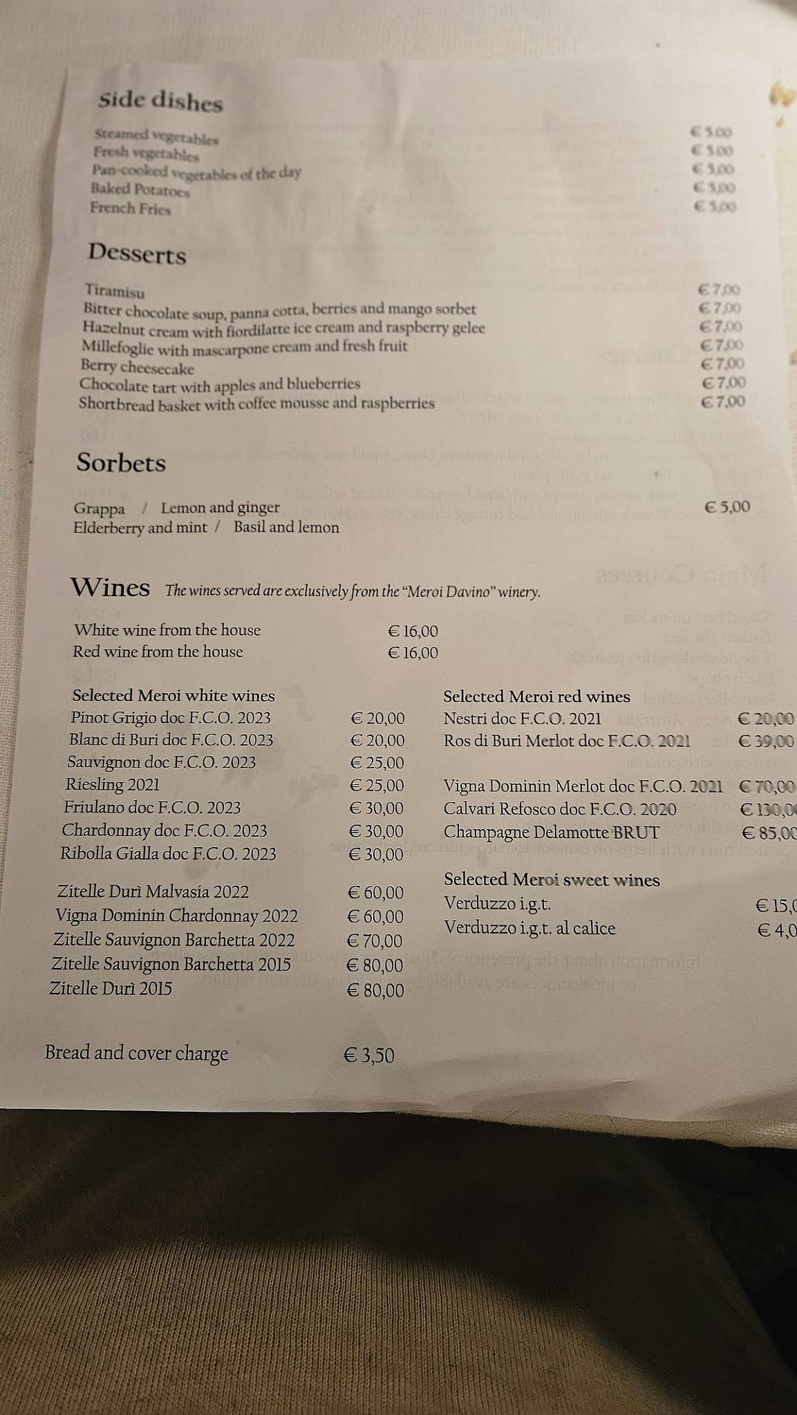 Speisekarte von Trattoria Al Parco restaurant, Buttrio, Via Stretta del ...