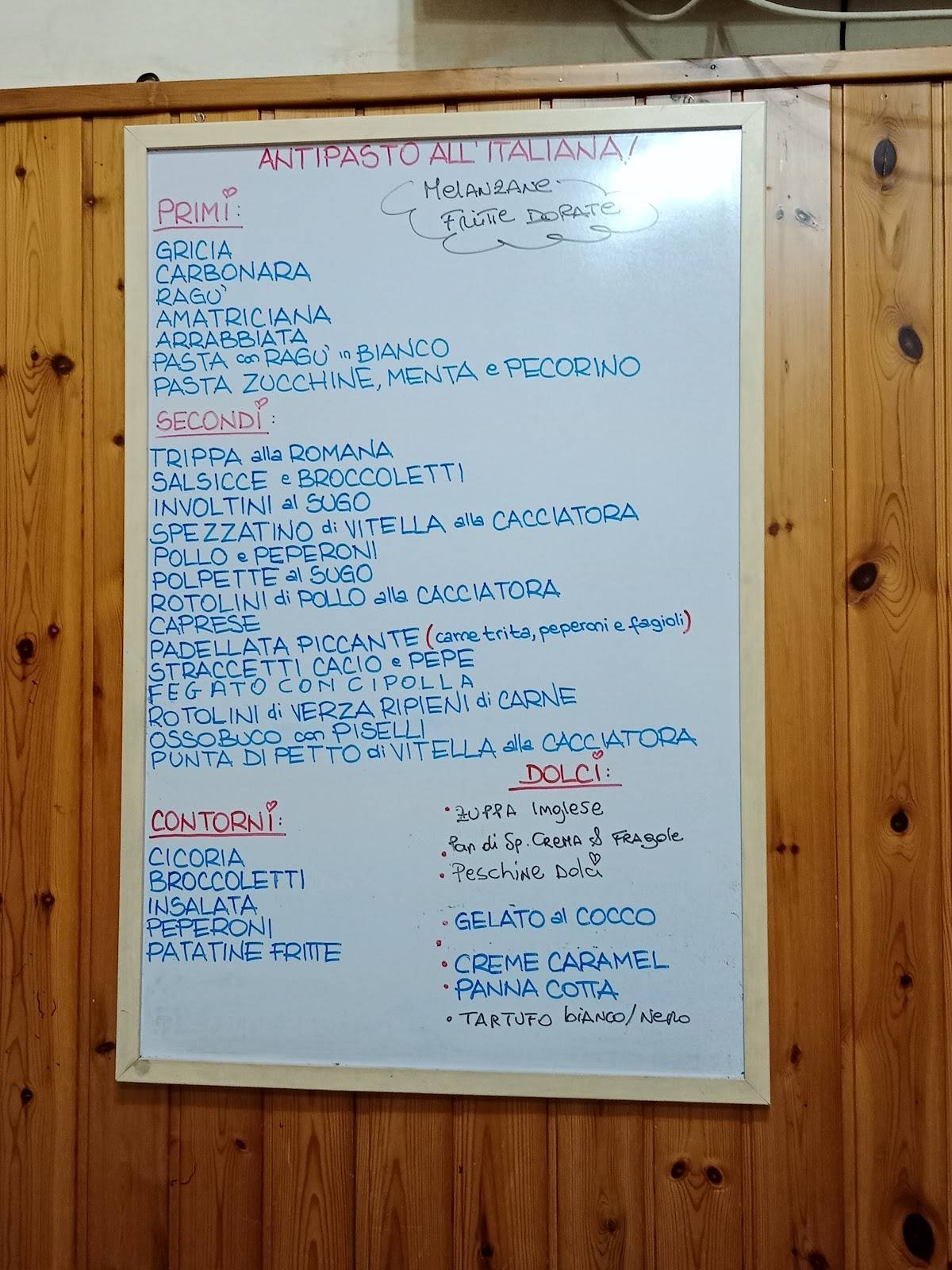 Menu da Trattoria La Rustica ristorante, Roma, Via Bolgheri