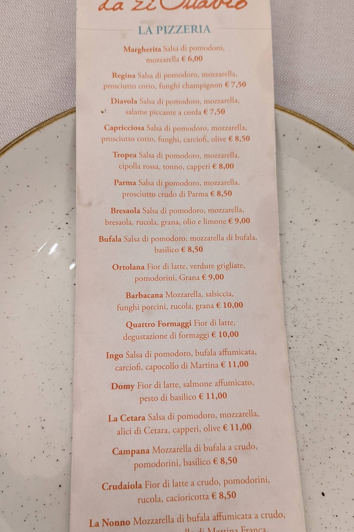 Menu at Trattoria Pizzeria Da Zi Ottavio, Monopoli