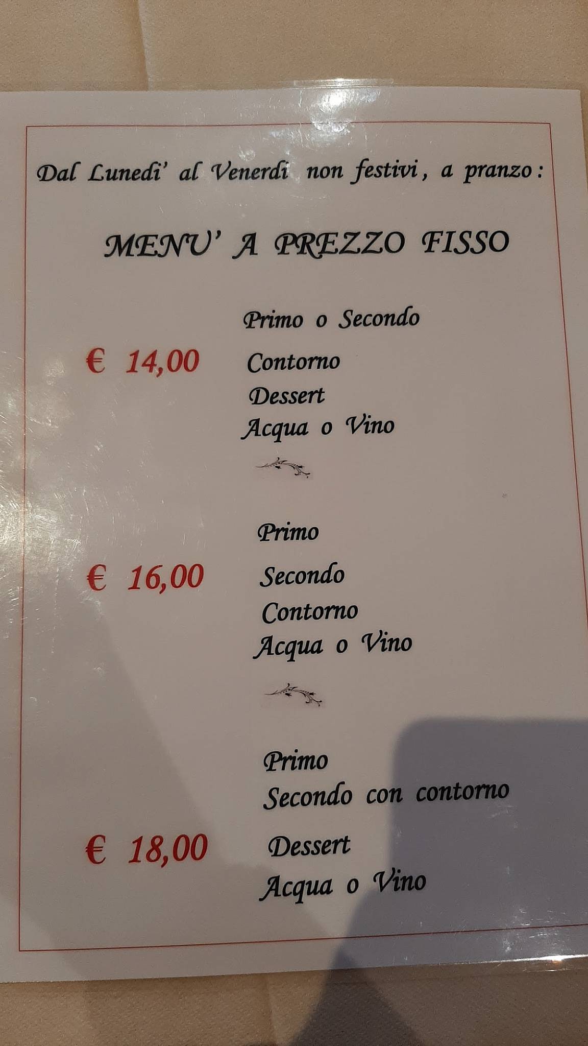 Carta del restaurante Trattoria da Cecilia, Oulx