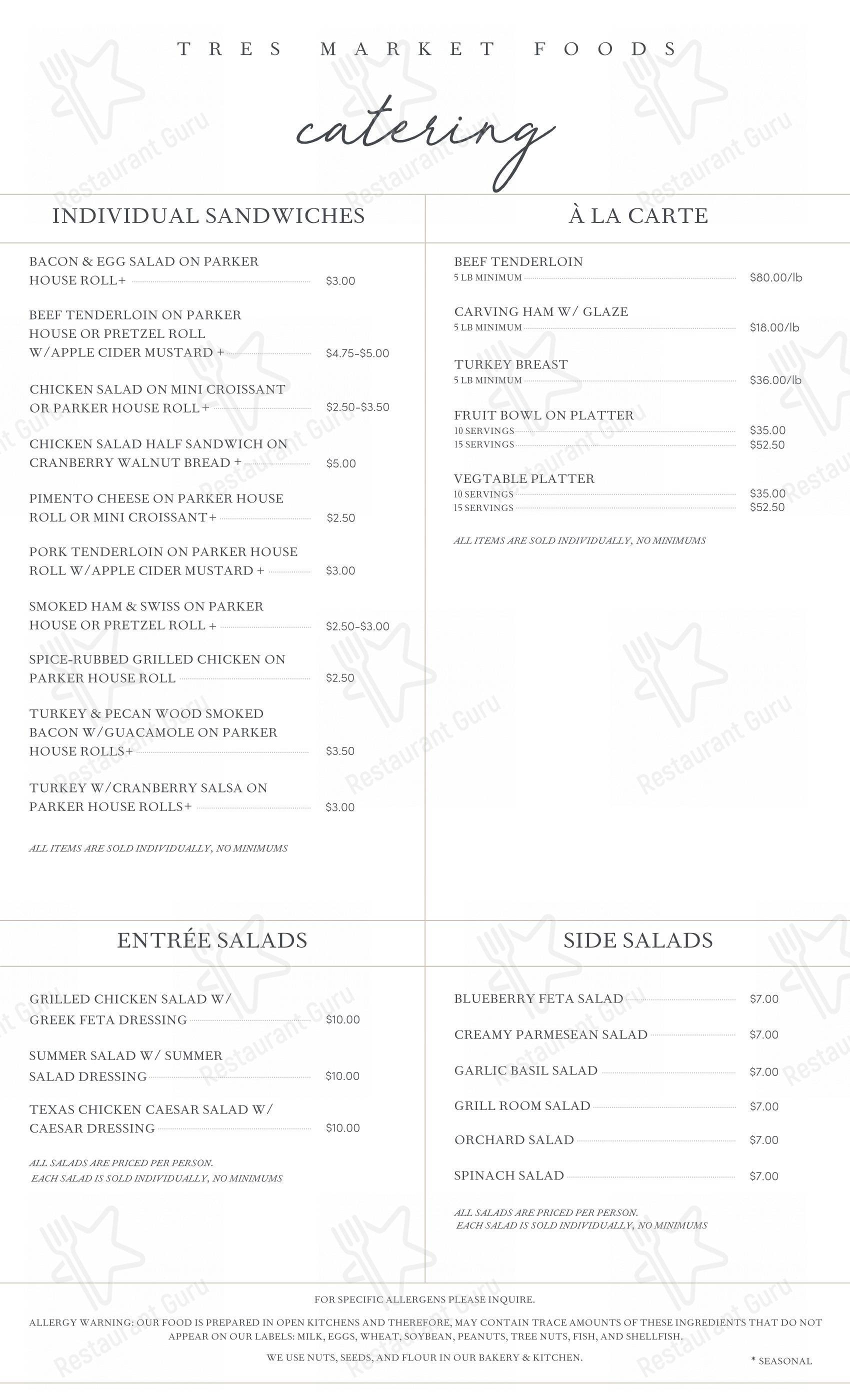 Menu at Artisan & Vine Market by Tres Market Foods restaurant, Houston ...