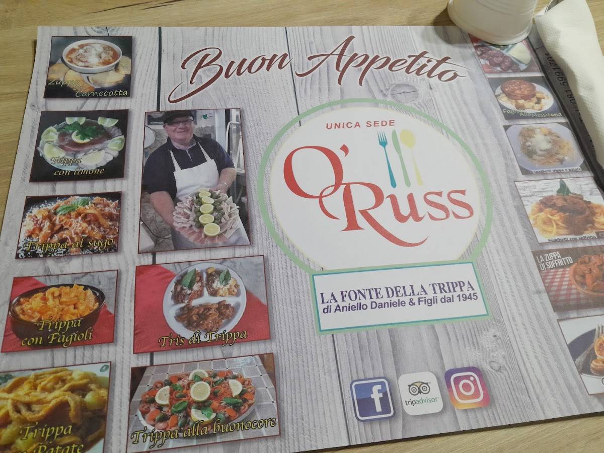 Speisekarte von Tripperia O'Russ Napoli restaurant, Neapel