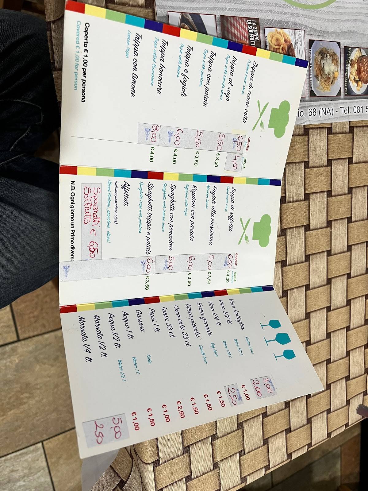 Menu au Tripperia O'Russ Napoli restaurant, Naples