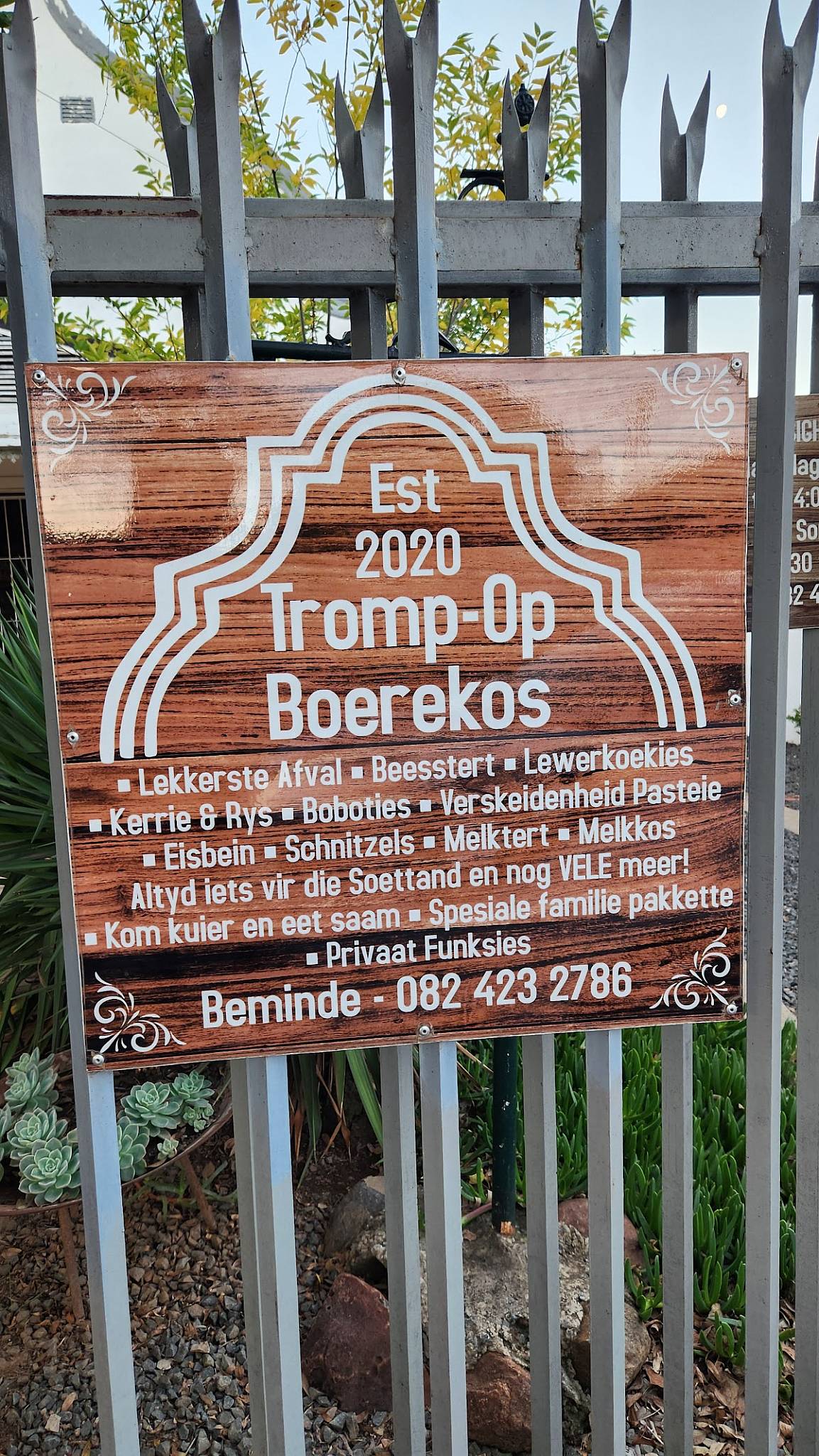 Carta de Tromp-Op Boerekos Kombuis Restaurant, Trompsburg