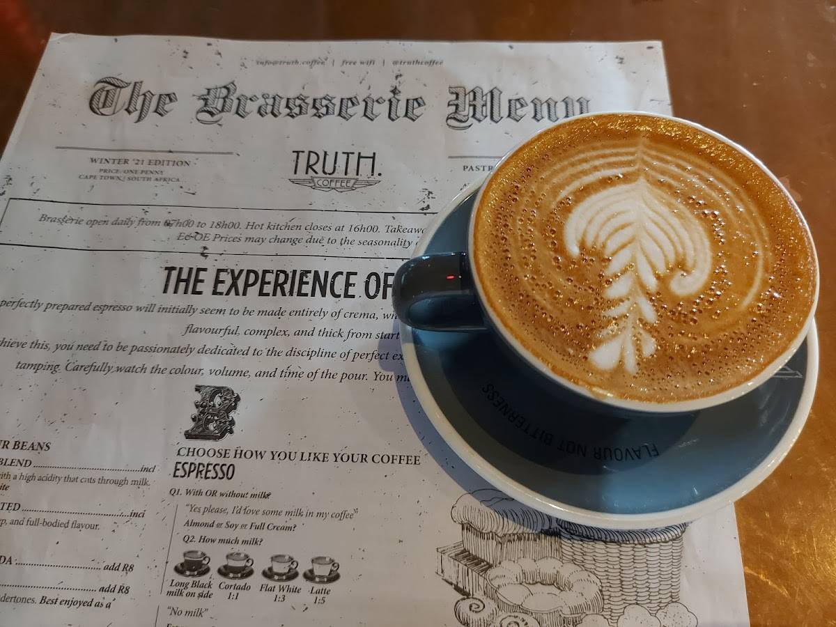 Menu at Truth Coffee Roasting cafe, Cape Town, 36 Buitenkant St