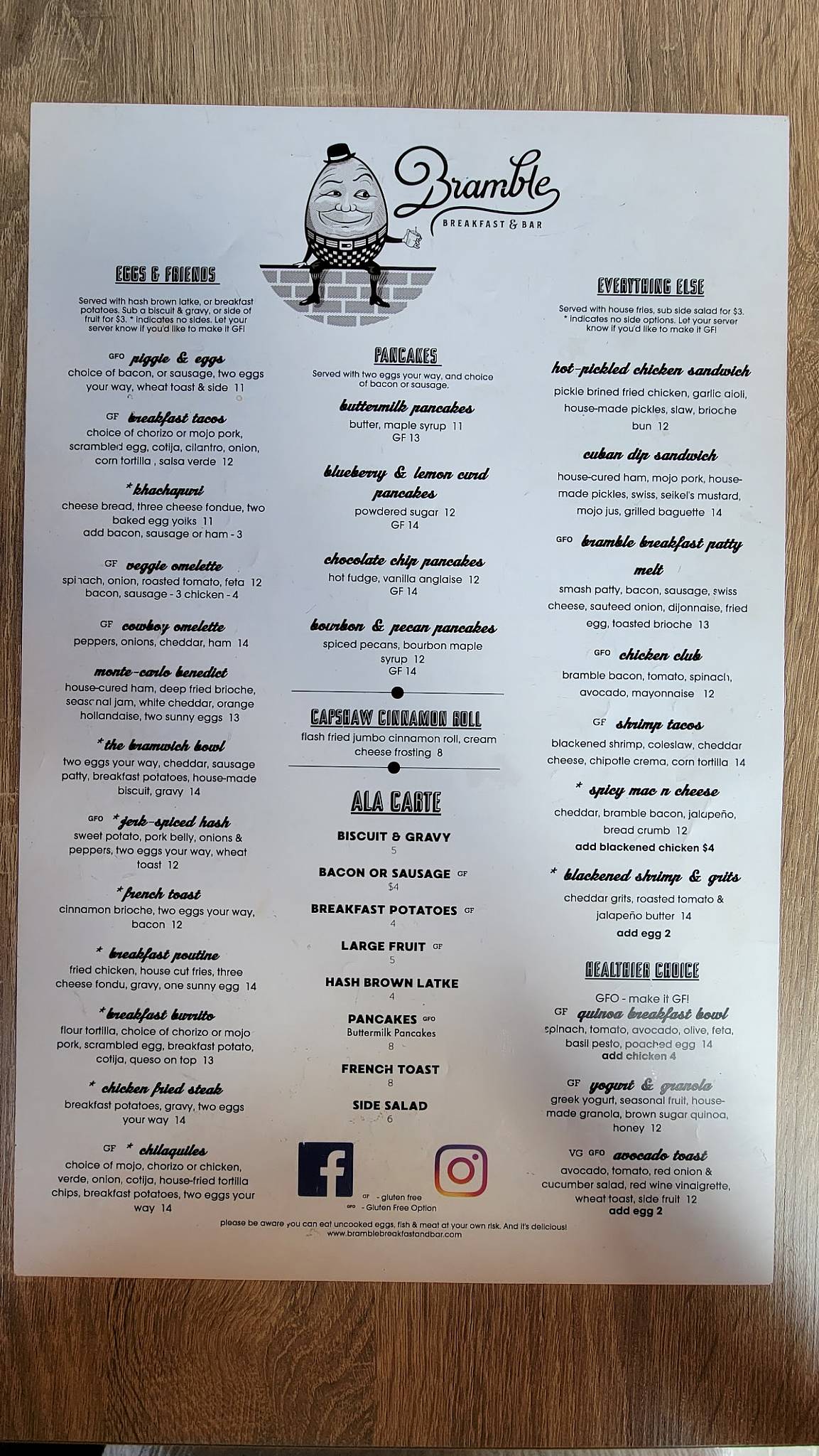 Menu at Bramble Breakfast & Bar - Downtown, Tulsa, E 6th St