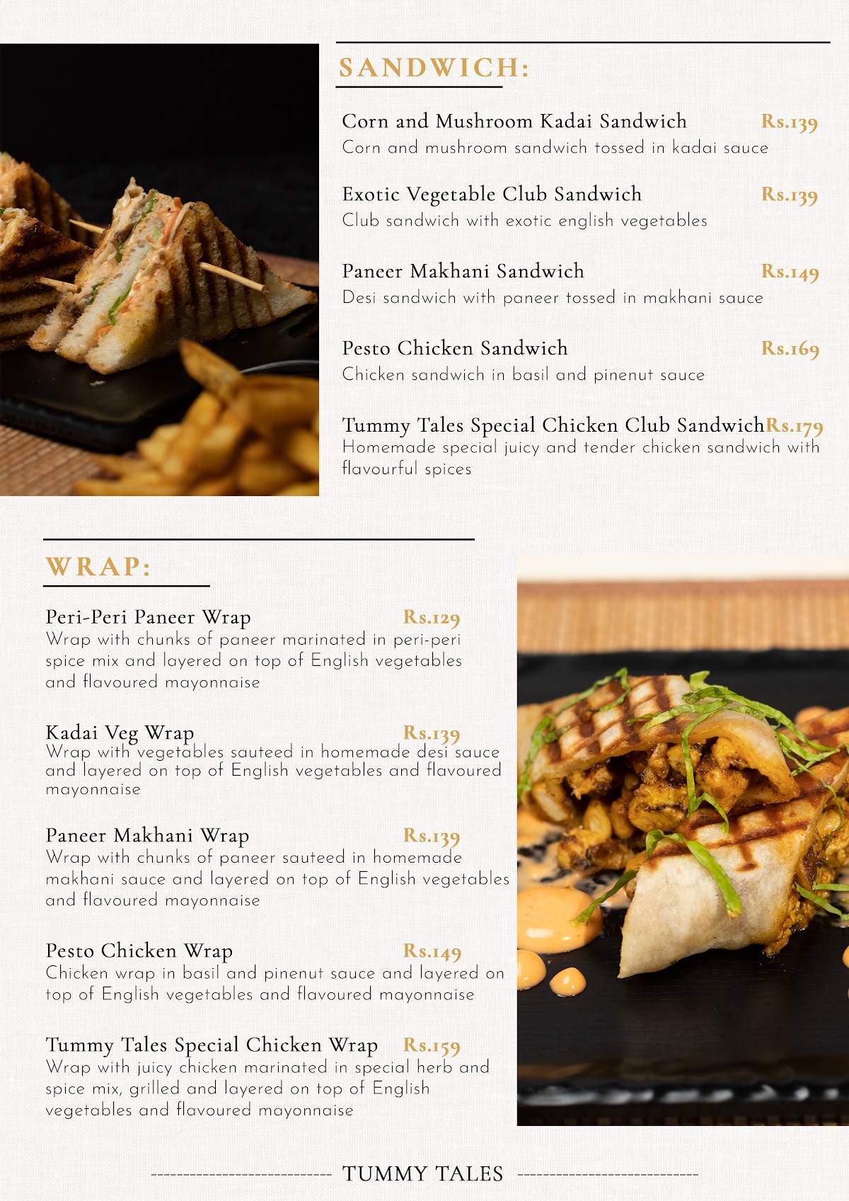 Menu at Tummy Tales, Chennai