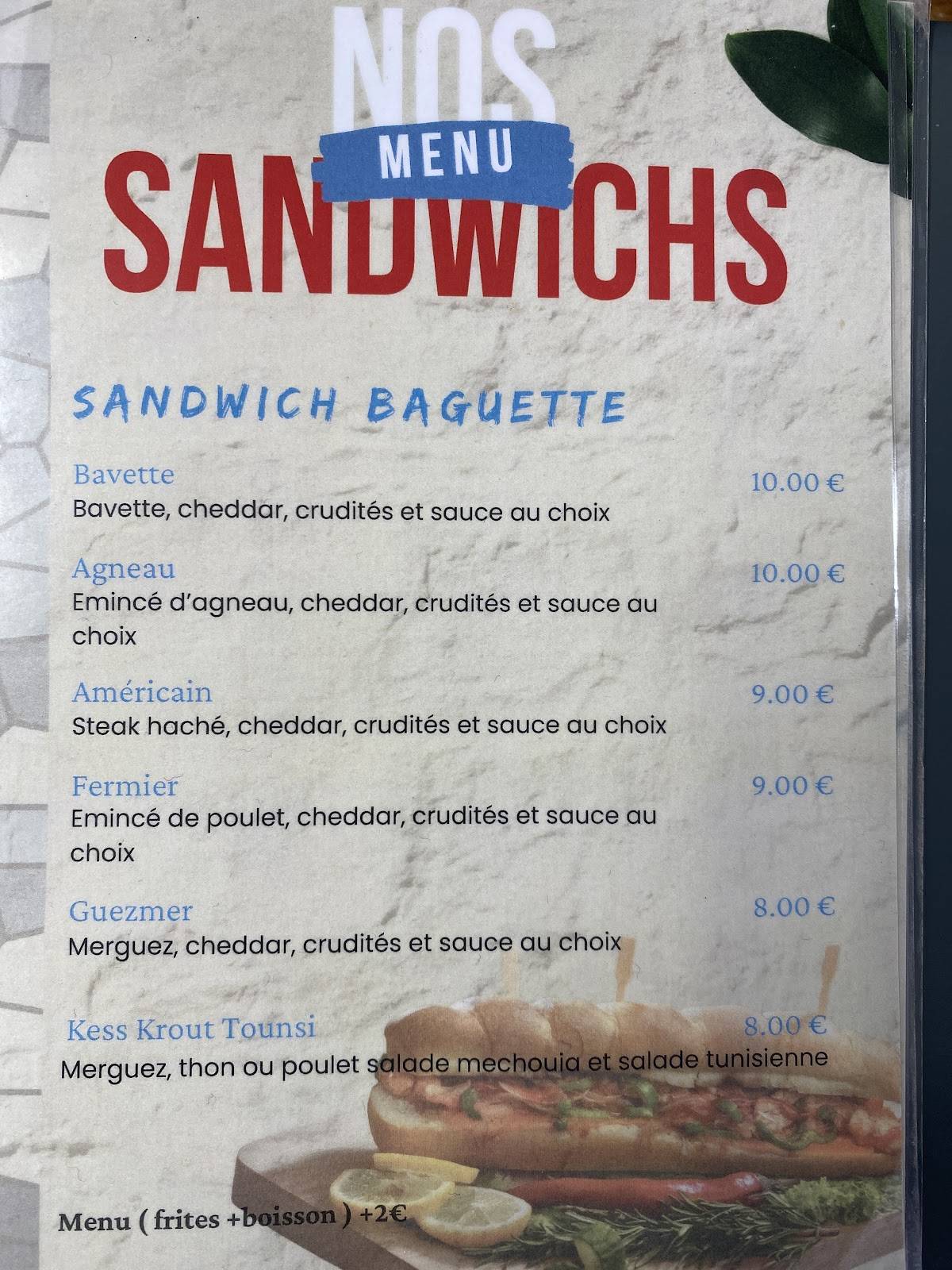 Menu au Tunis Factory restaurant, Nantes
