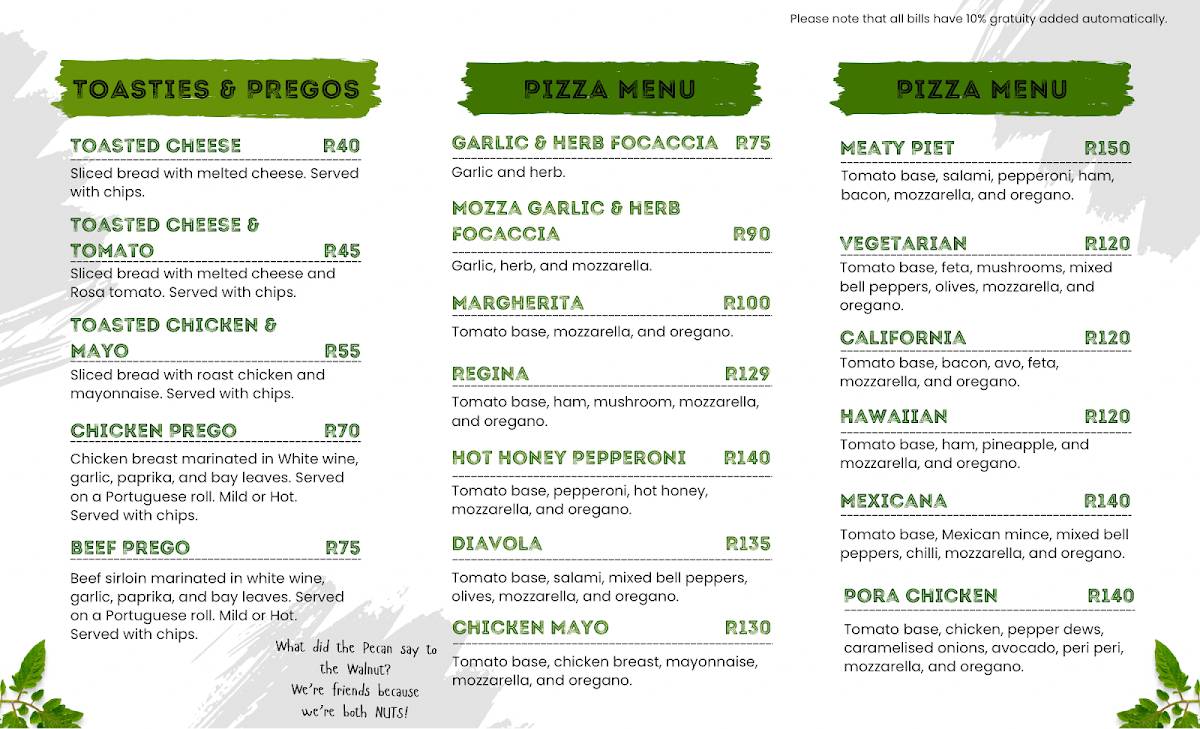 Menu at Twig & Berries Sports Bar & Grill, Johannesburg