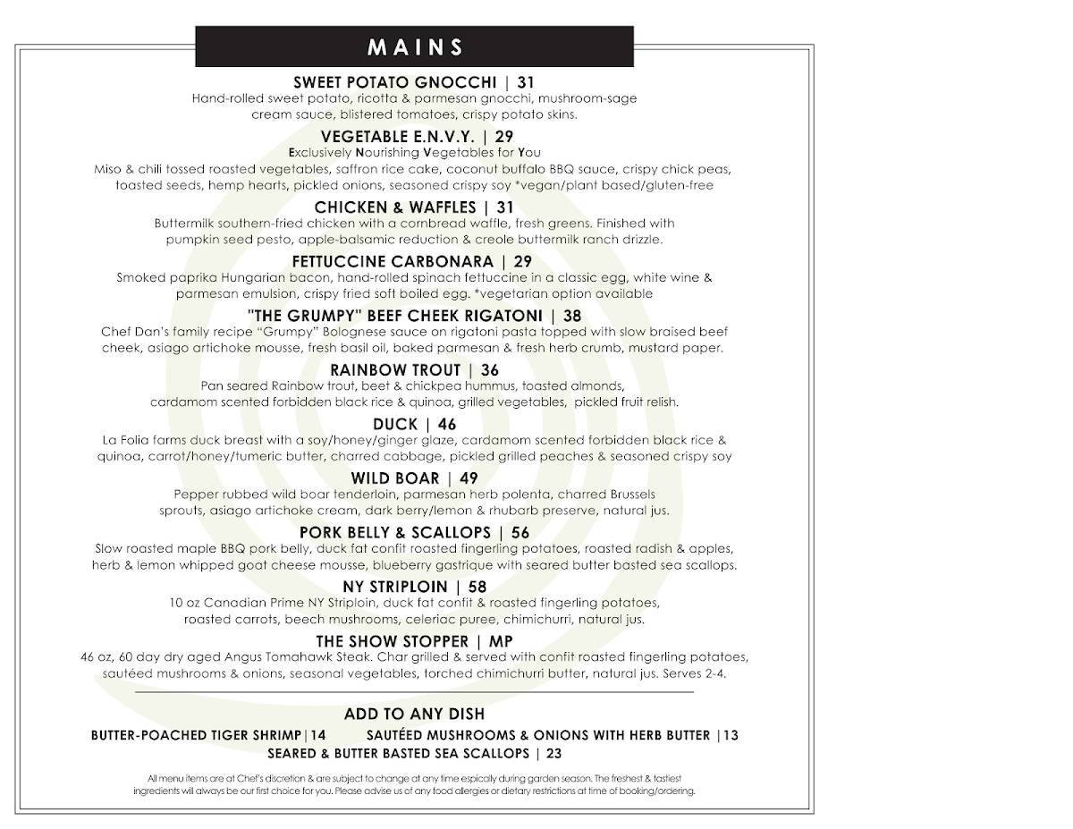 Menu at Twisted Lemon Restaurant & Boutique Inn, Cayuga